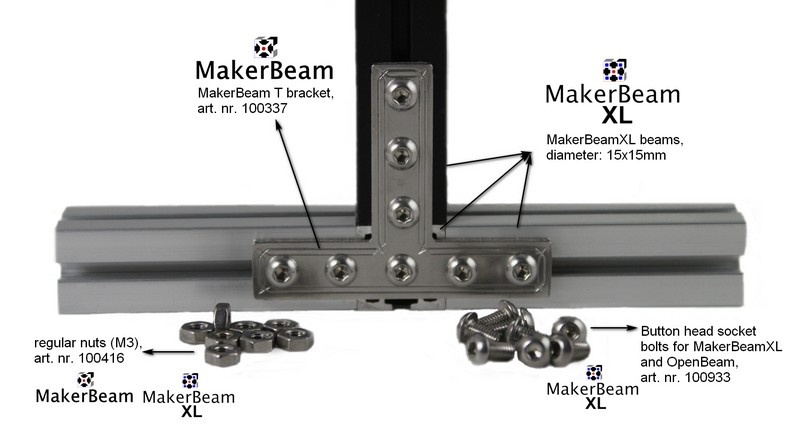 T brackets (12p) - MakerBeam