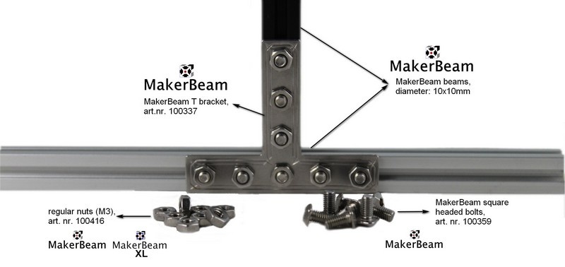 T brackets (12p) - MakerBeam