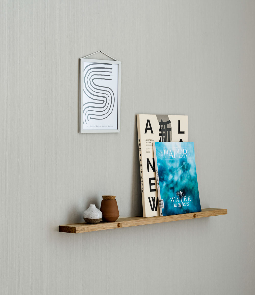 Moebe Gallery Shelf in 2 sizes in natural or black stained oak - NORTH ...