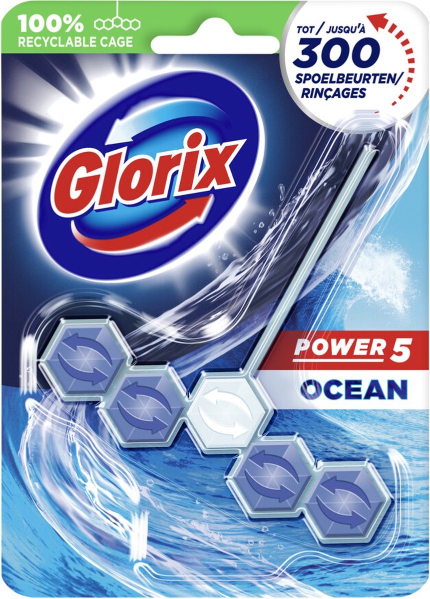 Glorix Toilet block Power 5 Ocean - Onlinevoordeelshop