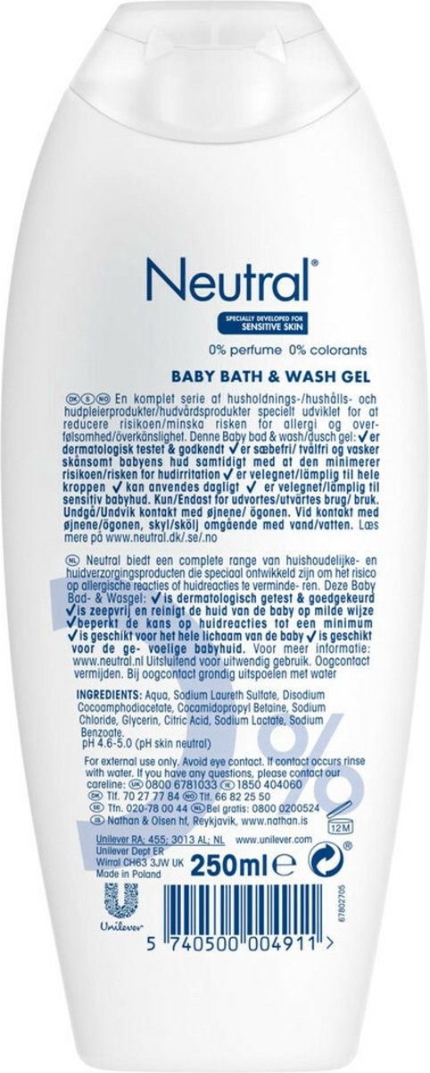 Neutral Baby Washing Gel 250 ml - Onlinevoordeelshop