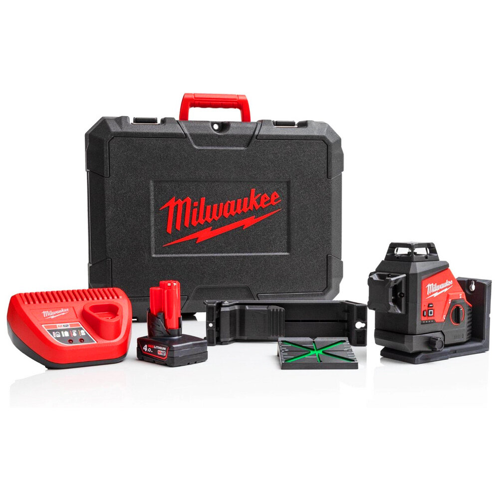 Milwaukee M12 3PL-401C 3D Lijnlaser 3x360° Groen - TOP-Lijnlaser.nl