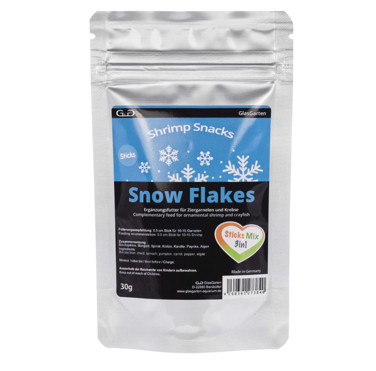Shrimp Snacks Snow Flakes vegetarisches Garnelen-Futter | Garnelenmarkt.ch