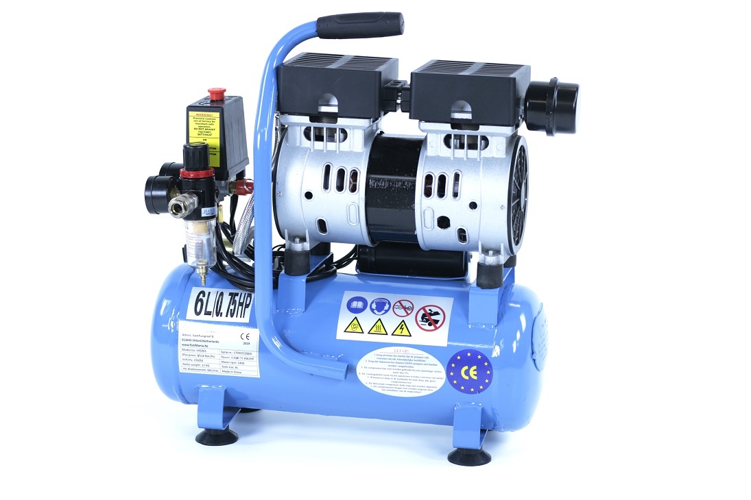TM 6 Liter Professionele Low Noise Compressor 0,75 HP 230v - ToolMania