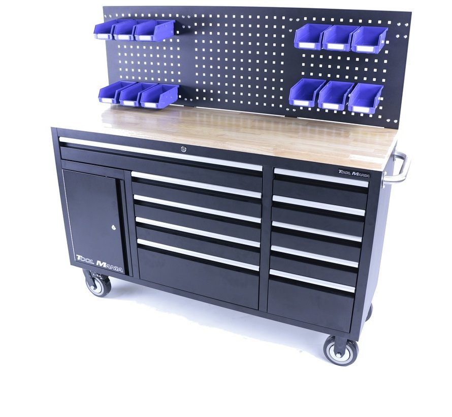 TM 158 cm 10 Laden Werkbank met Deur en Achterwand - ToolMania