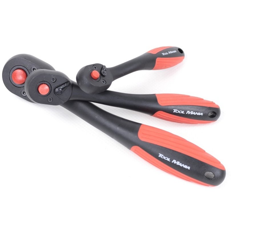 TM 3/8" Professionele Premium Ratel 72 Tands Rood / Zwart - ToolMania