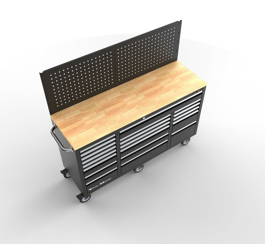 TM TM 20 Drawers Tool trolley / Workbench Worktop with back wall ...