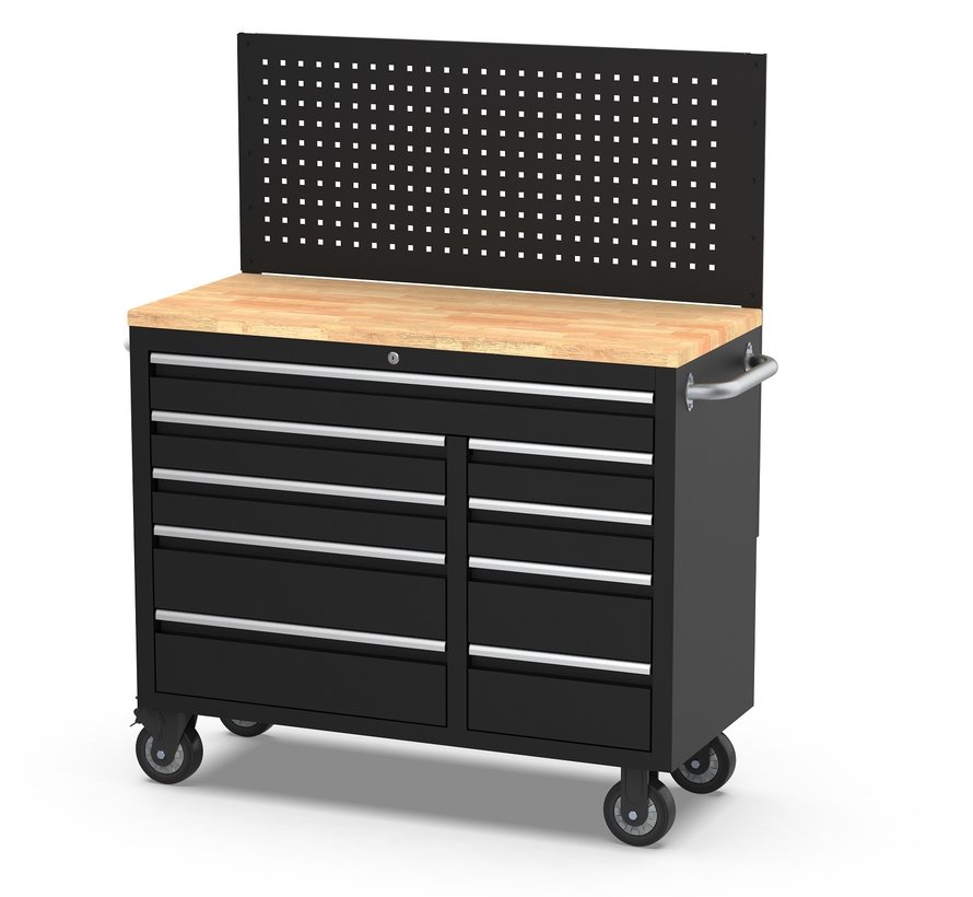 TM TM 122 cm Profi Tool trolley / Workbench with wooden top and rear ...