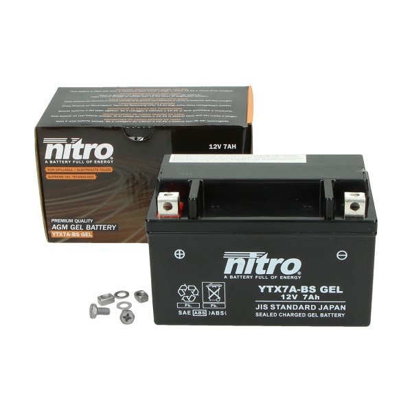 Nitro YTX7A-BS GEL Battery - Premium Quality for Scooters ...