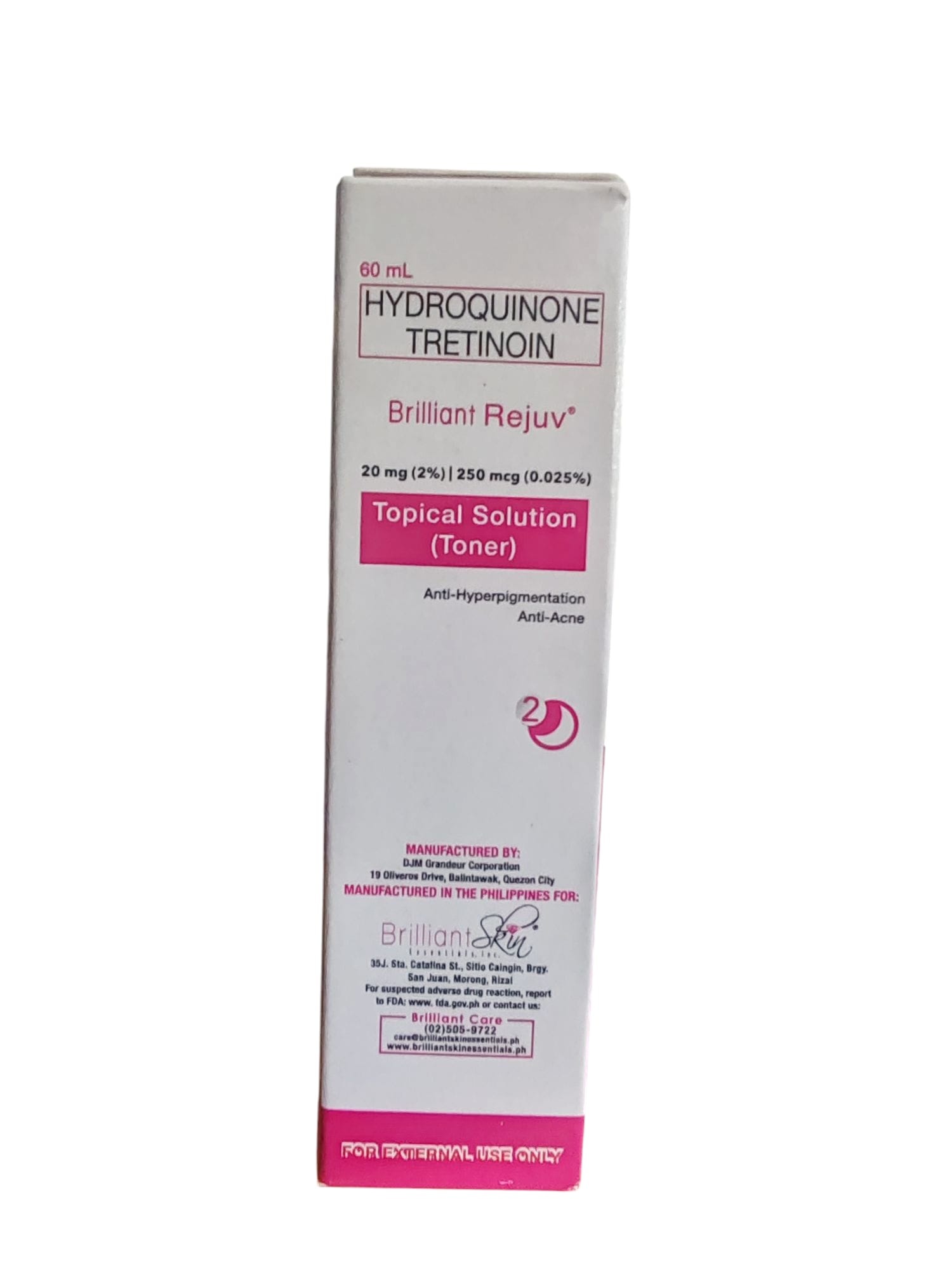 Hydroquinone Tretinoin Brilliant Rejuv Topical Solution (Toner) 60ML ...