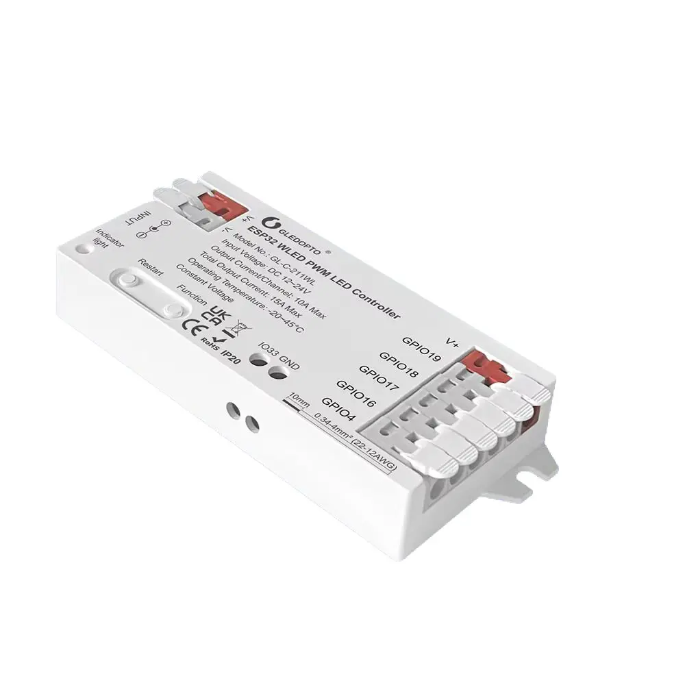 5in1 ESP32 WLED PWM LED Strip Controller voor Single color, dualwhite ...