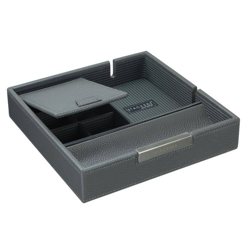 Lidded Valet in Grey & Plaid - STACKERS & Co