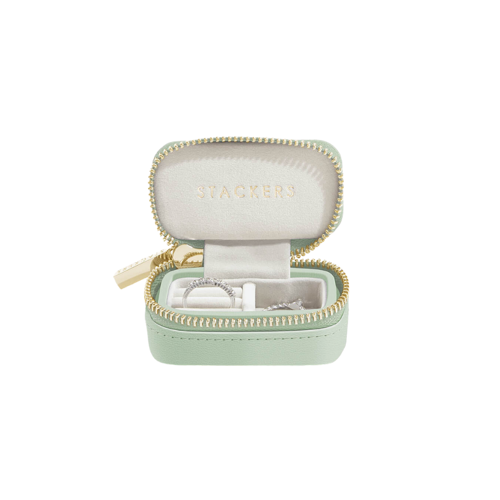 STACKERS Small Travel Box Sage Green & Grey Velvet - STACKERS & Co