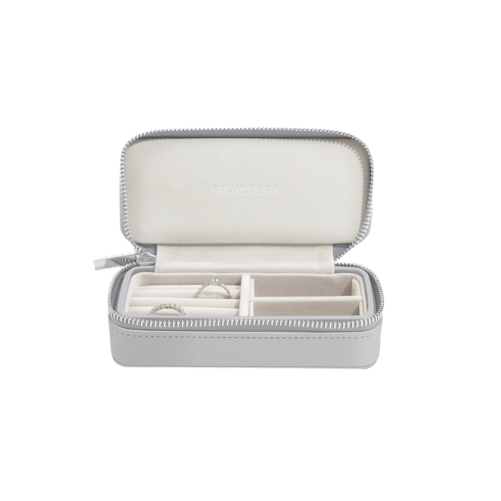 Medium Travel Box Pebble Grey & Grey Velvet - STACKERS & Co