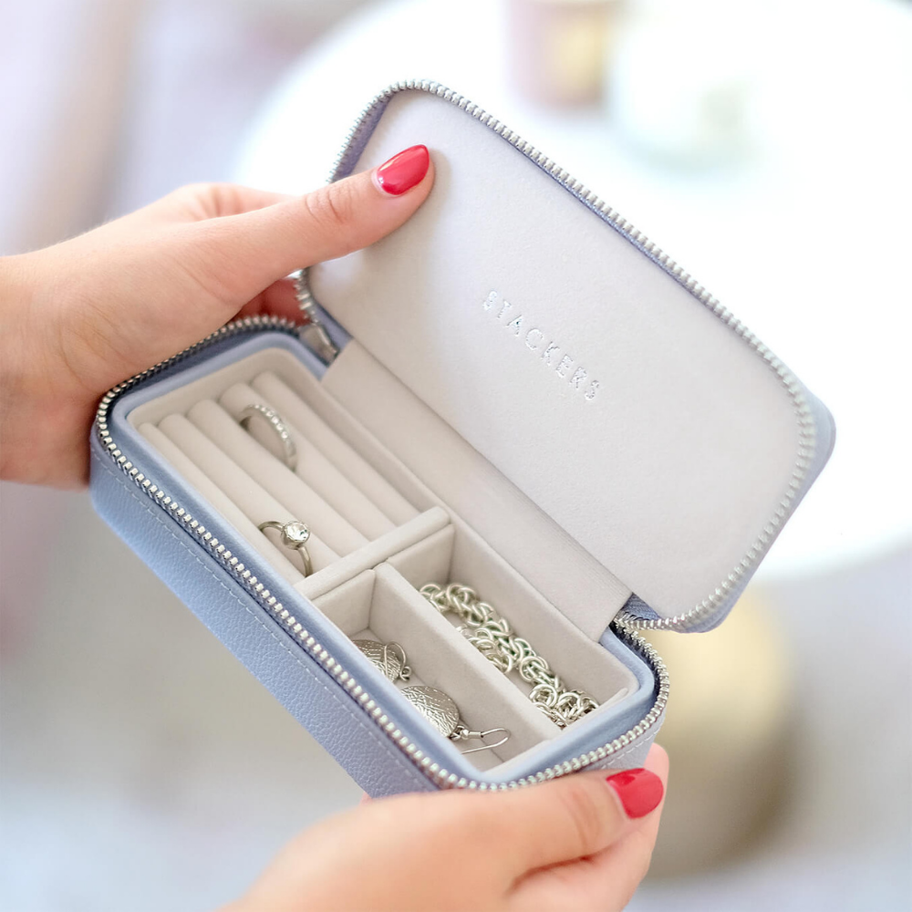 Medium Travel Box Lavender & Grey Velvet - STACKERS & Co