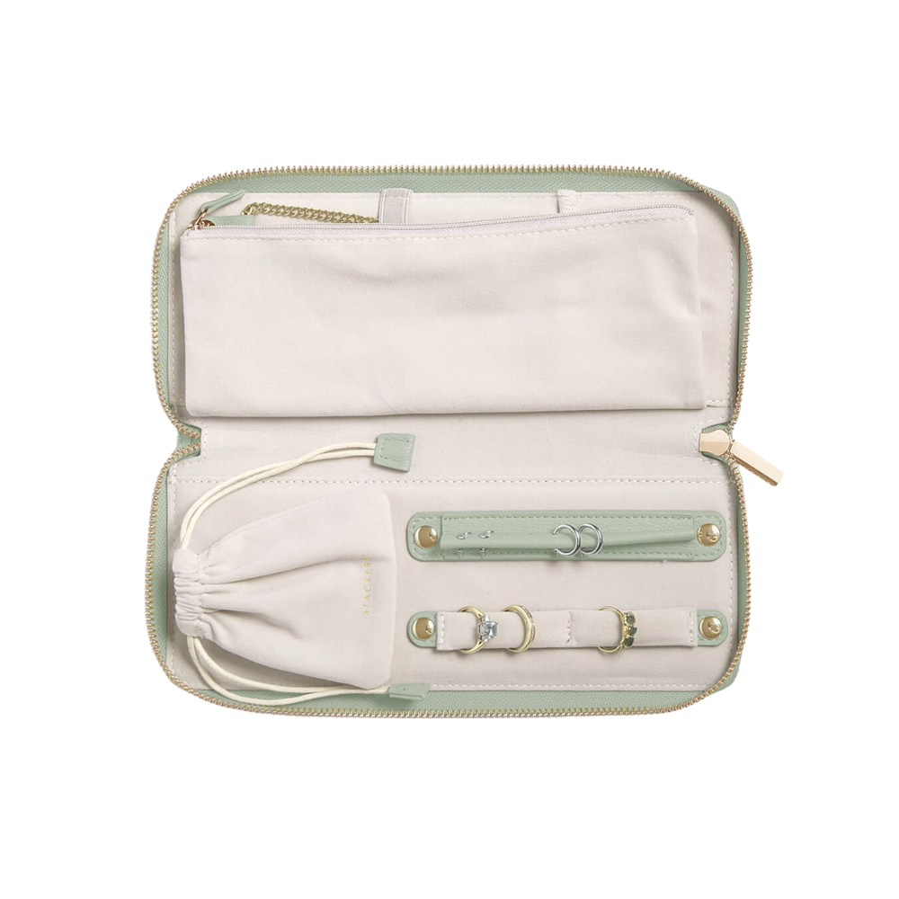 Flip Travel Etui Sage Green & Grey Velvet - STACKERS BOX