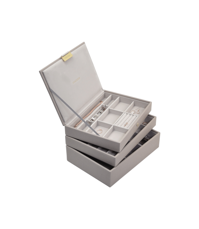 Jewellery Box "Classic" 3-Set | Taupe & Grey - STACKERS BOX
