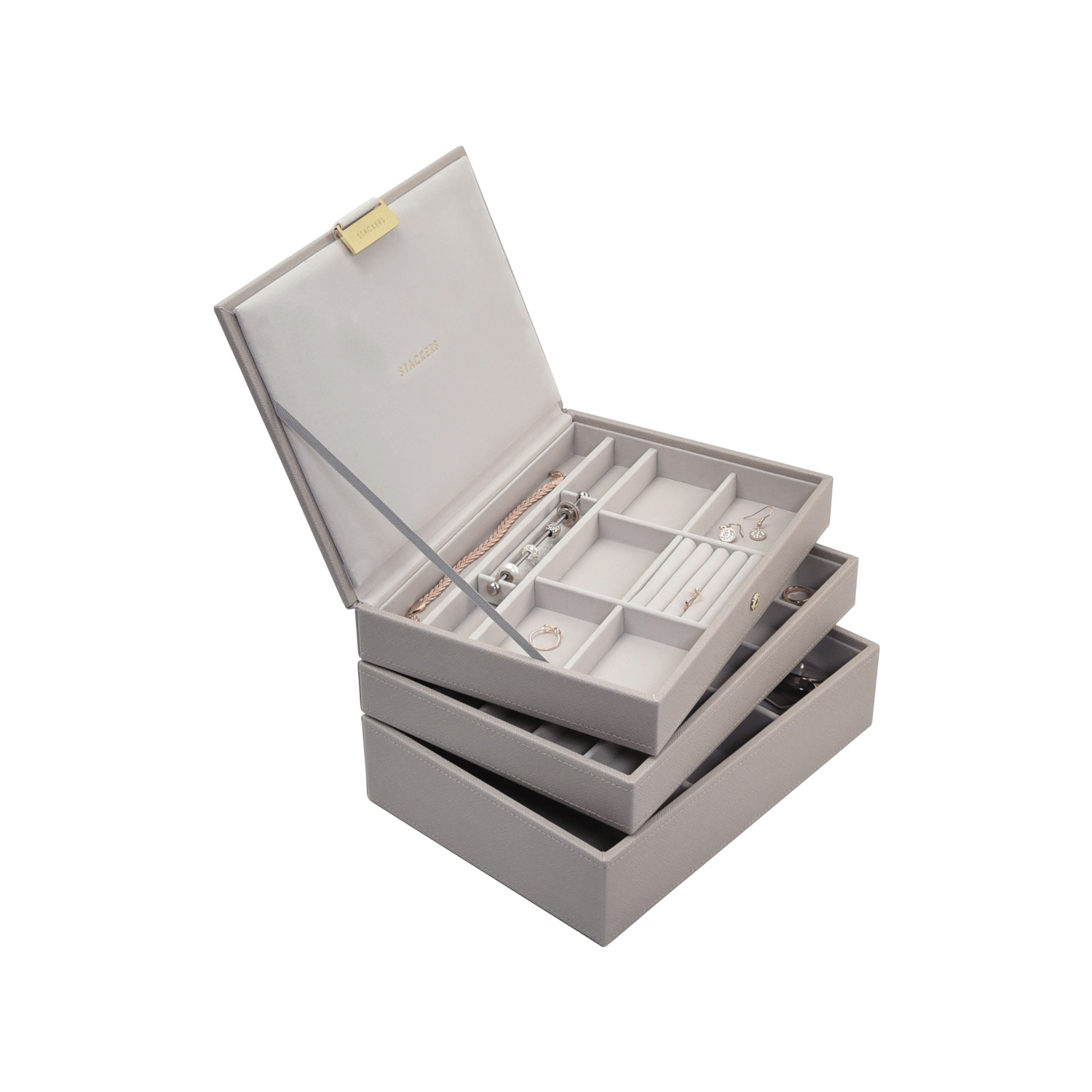 Jewellery Box "Classic" 3-Set | Taupe & Grey - STACKERS & Co