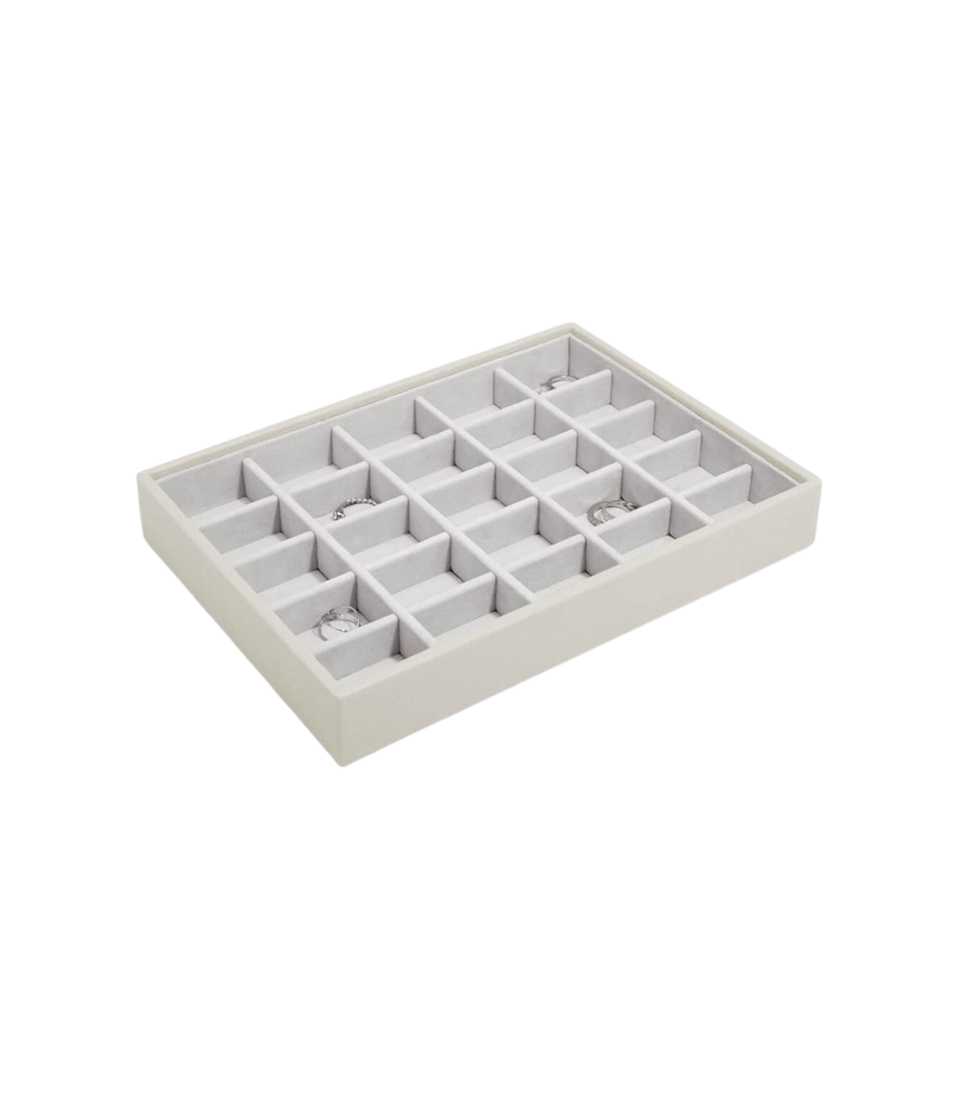 Classic 25-Section Box / Oatmeal & Grey Velvet - STACKERS BOX