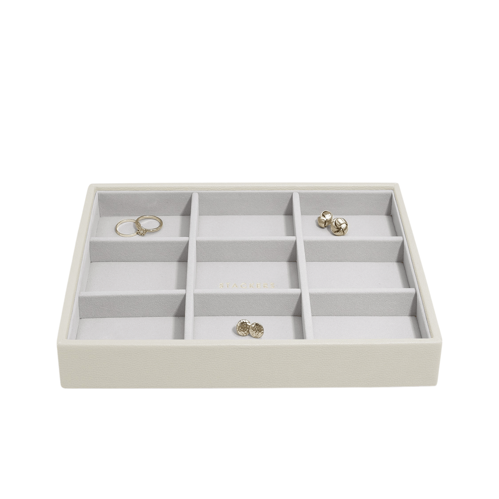 Classic 9-Section Box / Oatmeal & Grey Velvet - STACKERS & Co