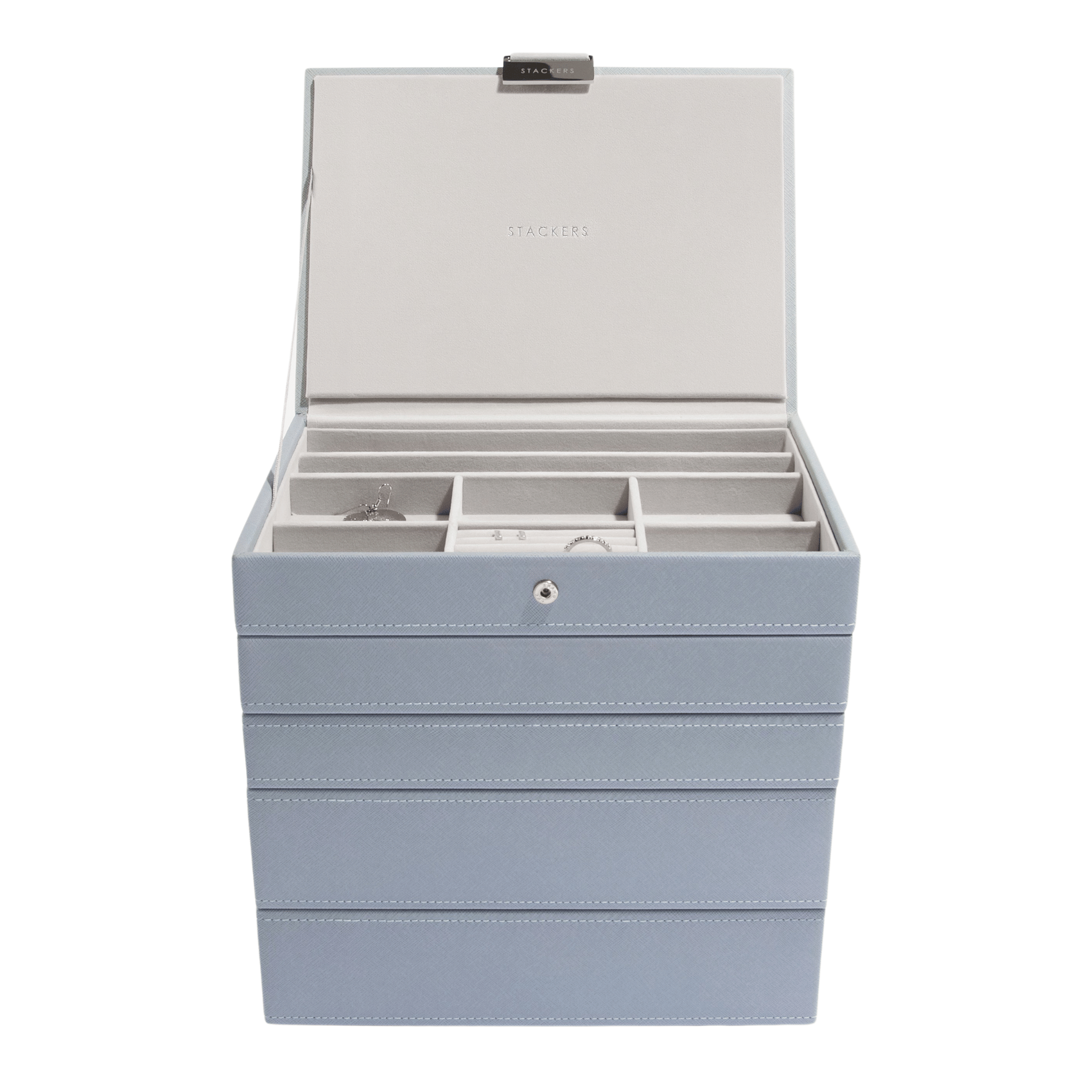 STACKERS "Classic" Jewelry Box 5-Set in Dusky Blue - STACKERS & Co
