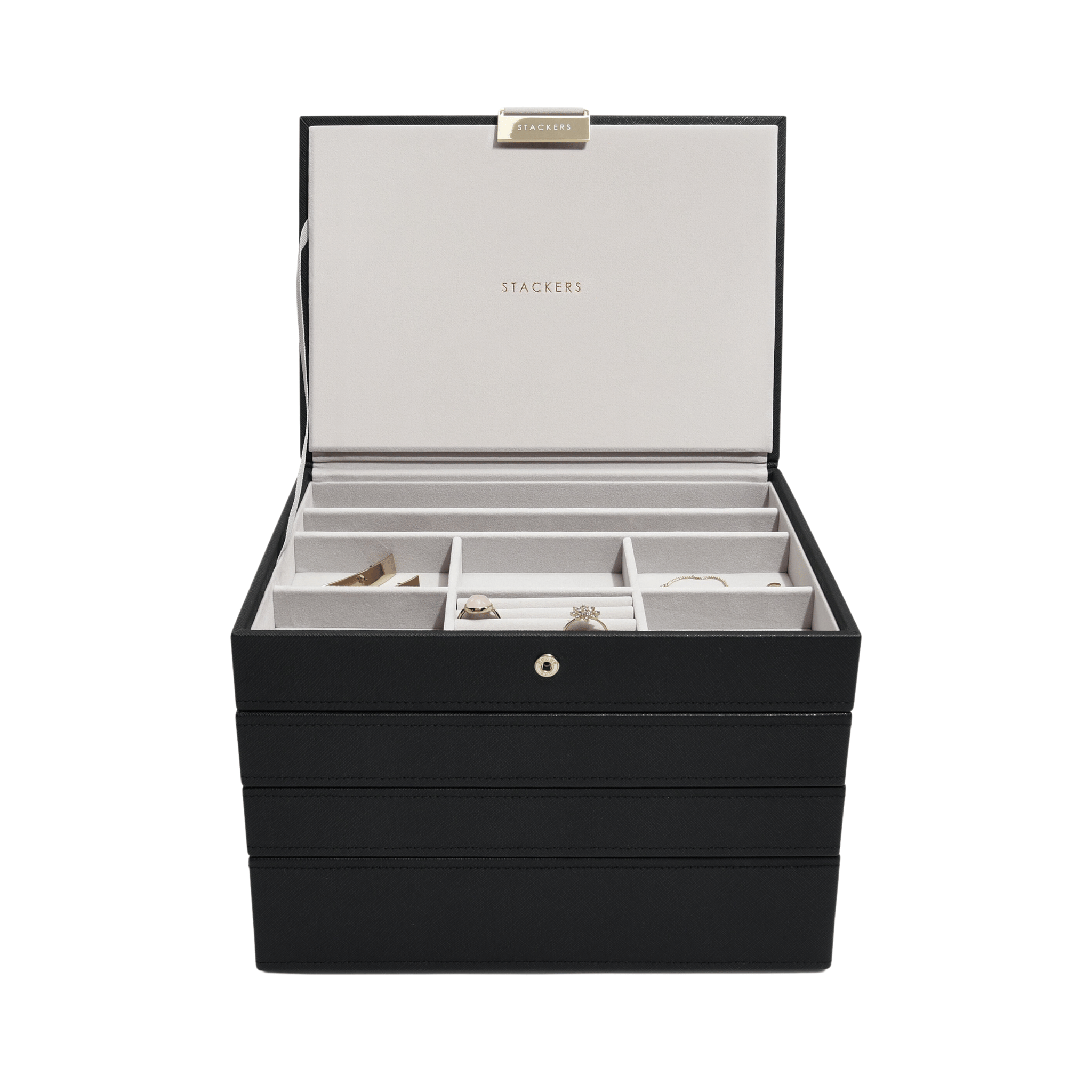 STACKERS "Classic" Jewelry Box 4-Set in Black - STACKERS & Co