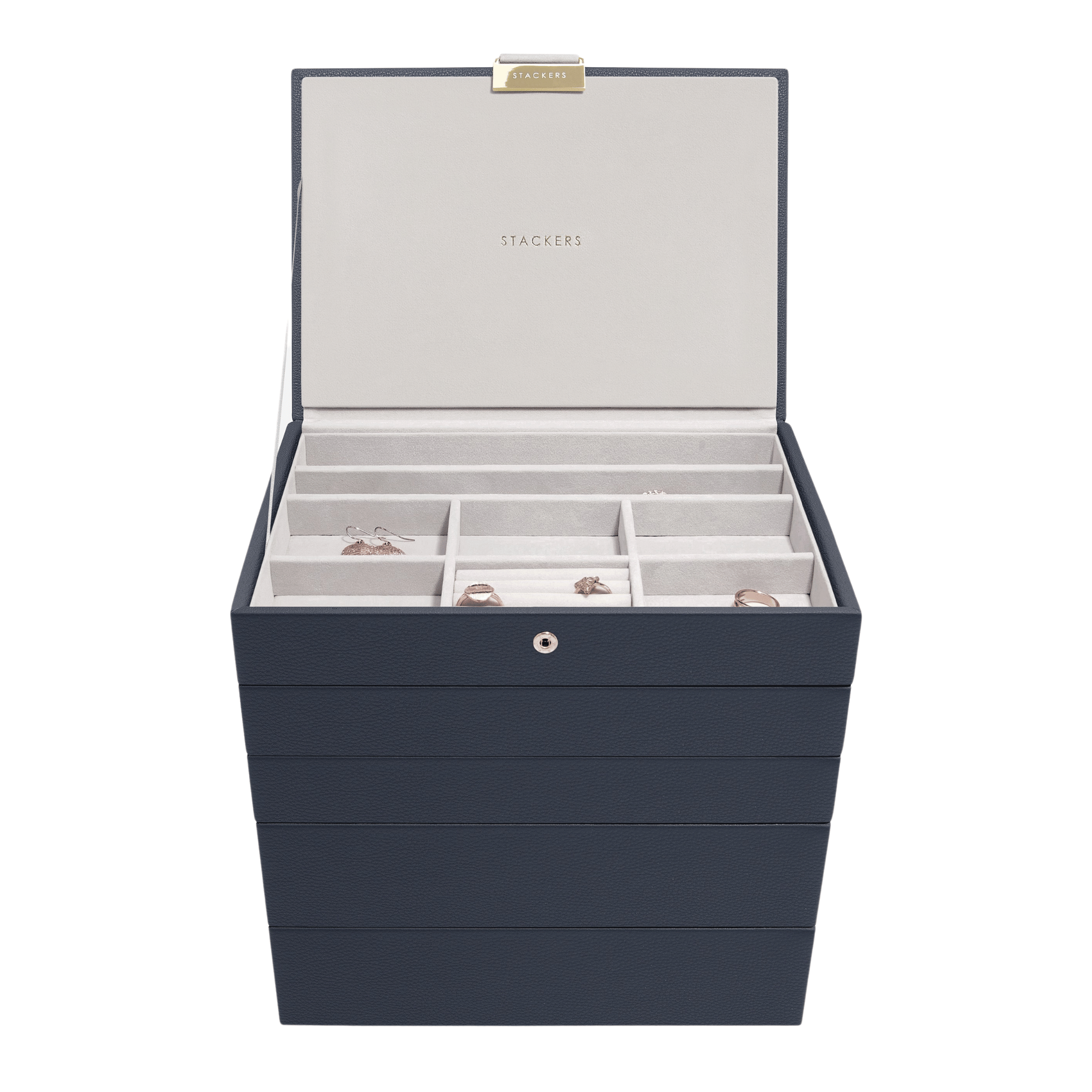 STACKERS "Classic" Jewelry Box 5-Set in Navy Blue - STACKERS & Co