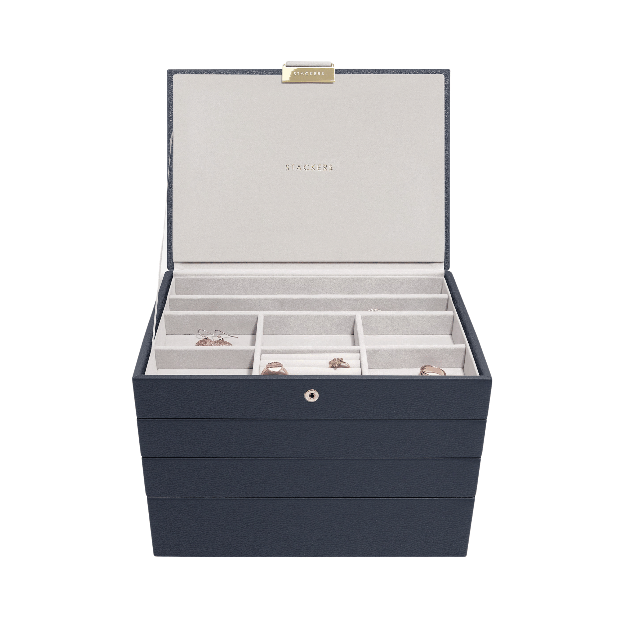 STACKERS "Classic " 4-Set Sieradendoos in Navy Blue - STACKERS BOX