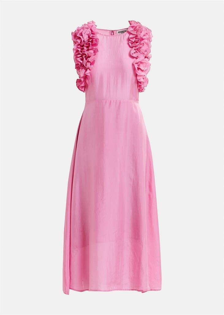 Essentiel Antwerp Roze Multi Ruffle Midi Jurk - Van Dort Mode