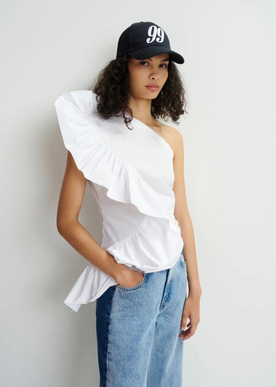 Essentiel Antwerp Asymmetric Ruffle Top - Van Dort Mode
