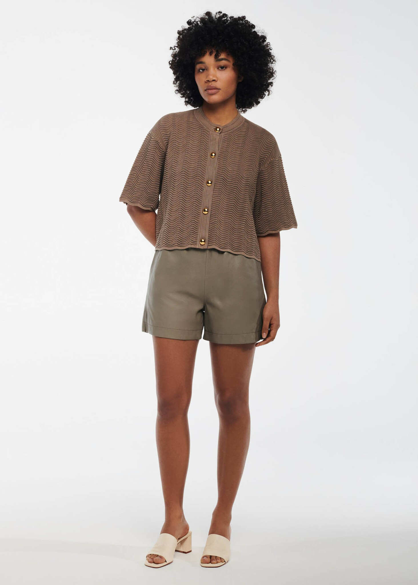 Studio AR Rosa leren short taupe - Van Dort Mode