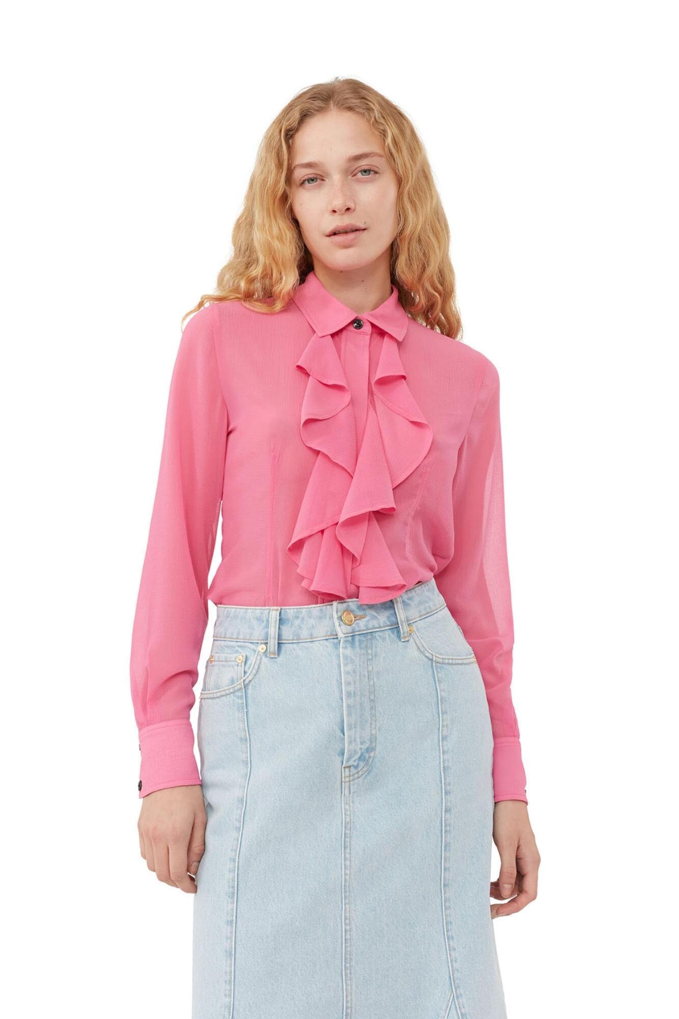 Ganni Cone flower Blouse Ruffle - Van Dort Mode