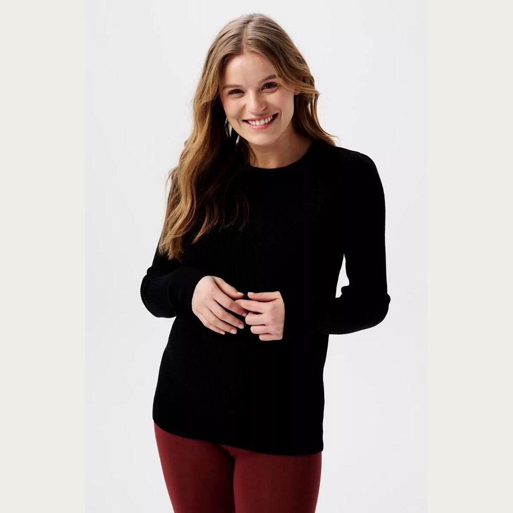 Zwangerschapsjurk Longsleeve Zana Black - Op en Top Zwanger