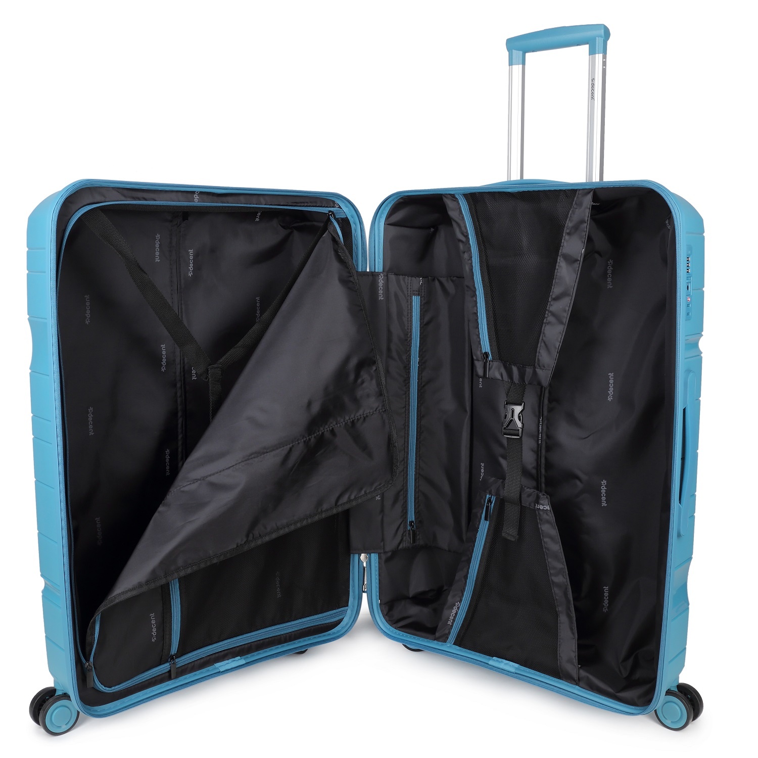 Decent One-City Koffer Groot Petrol met TSA 4 Dubbele Wielen ...