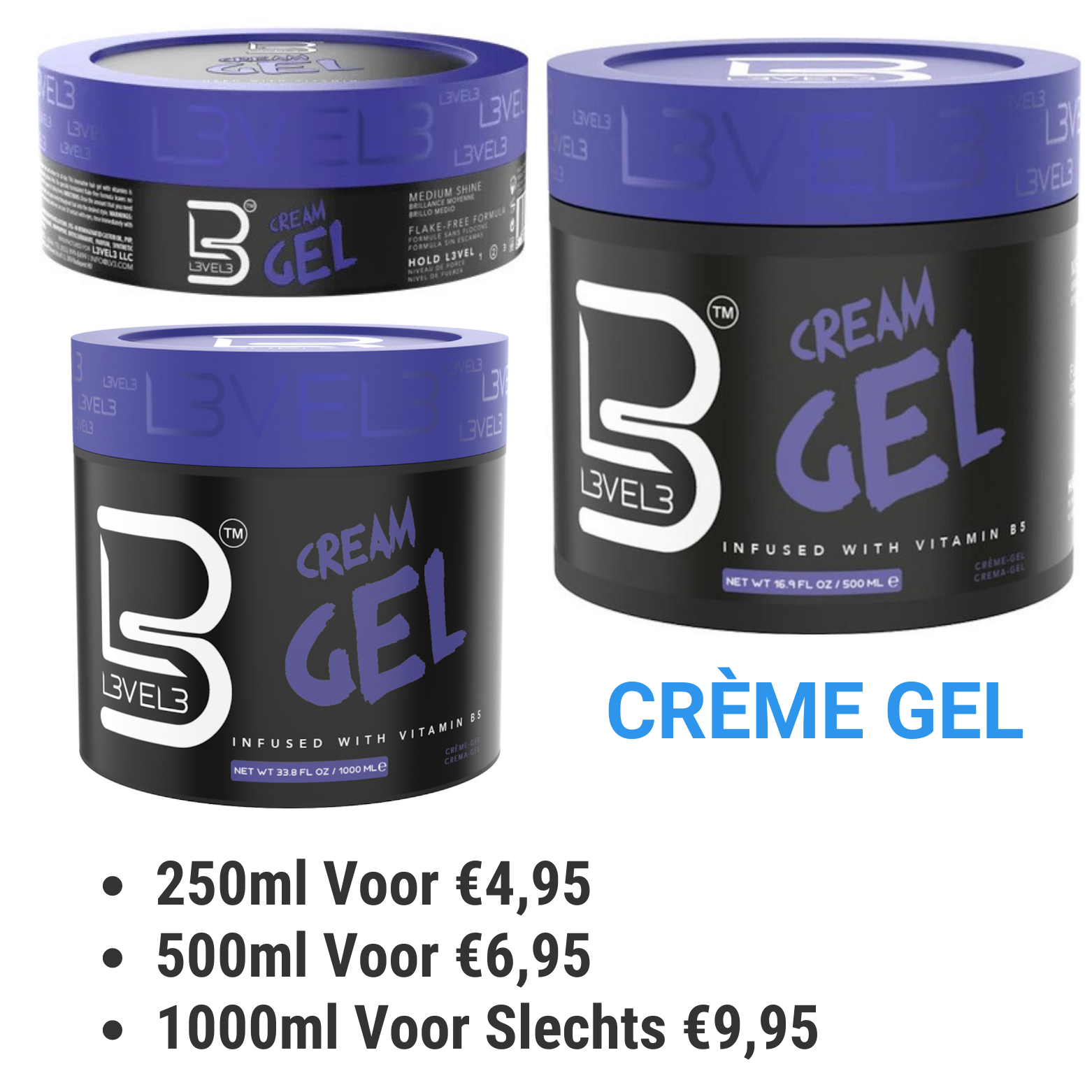 level3 Cream Gel - Glanzende Haar gel 250ml te koop bij - Haarboetiek.be