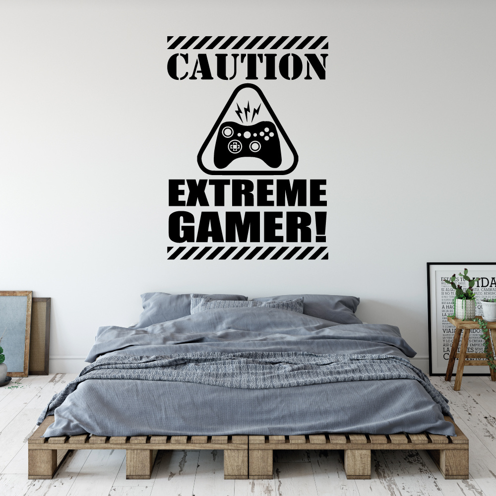 Muursticker Caution extreme gamer - Muursticker4sale