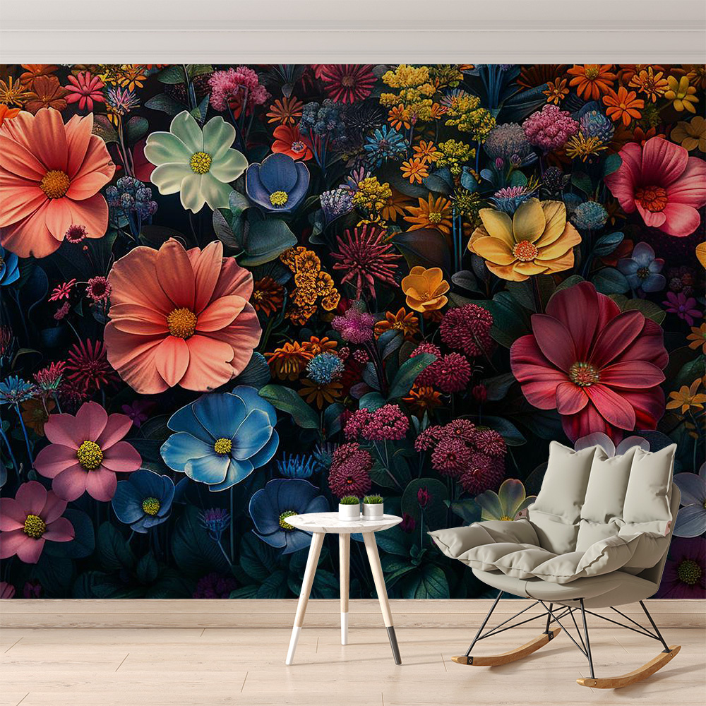 Behang Bloemen wall - Muursticker4sale