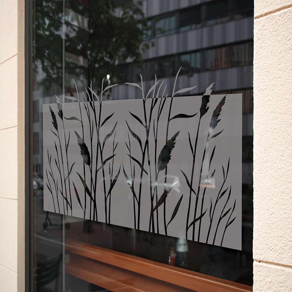 Raamfolie met riet - Muursticker4sale