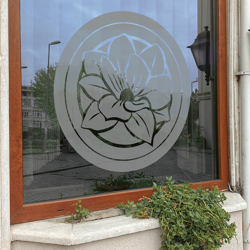 Raamfolie bloem rond - Muursticker4sale