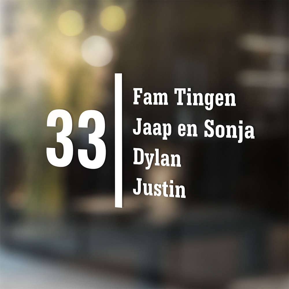 Naam en huisnummer sticker - Muursticker4sale