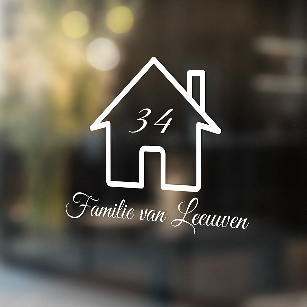 Raamsticker huis met naam - Muursticker4sale