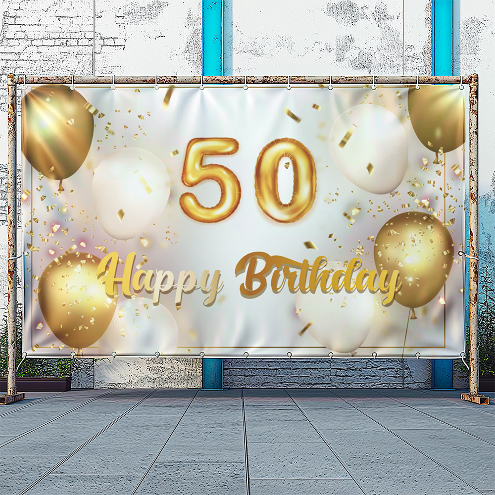Spandoek 50 jaar happy birthday - Muursticker4sale