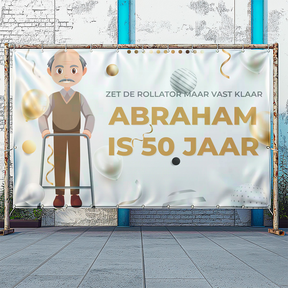 Spandoek Abraham is 50 jaar - Muursticker4sale