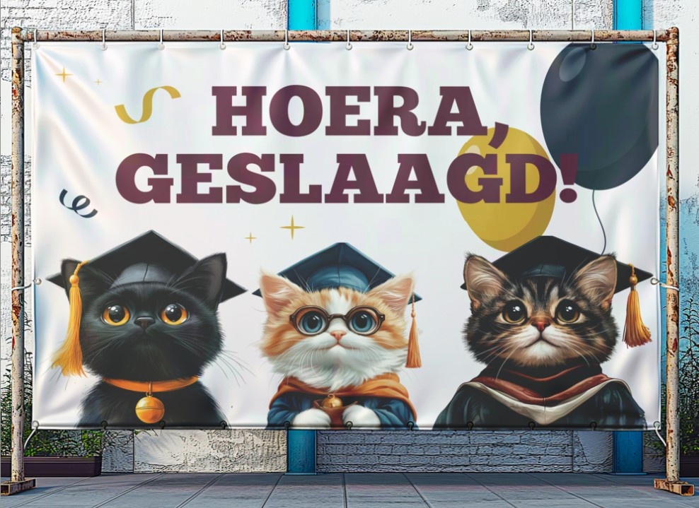 Spandoek Geslaagd: ontwerp je eigen spandoek! - Muursticker4sale