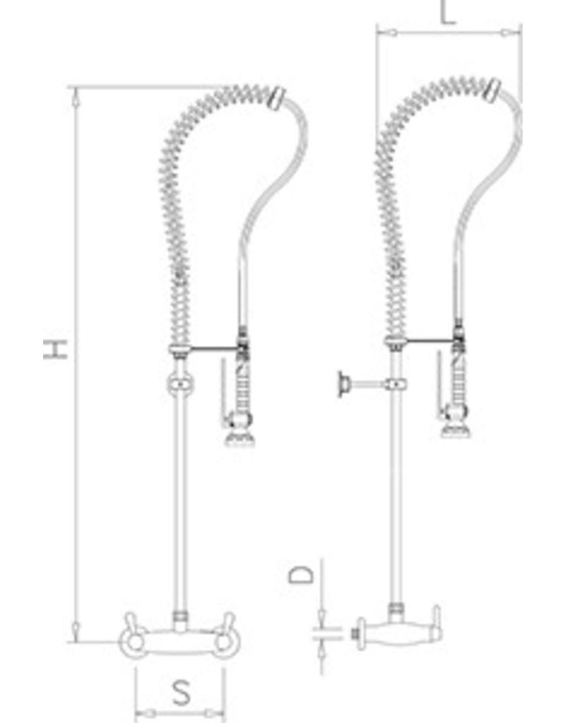 Double inlet wall-mounted shower fitting - INOX RVS FOR FOOD INDUSTRY