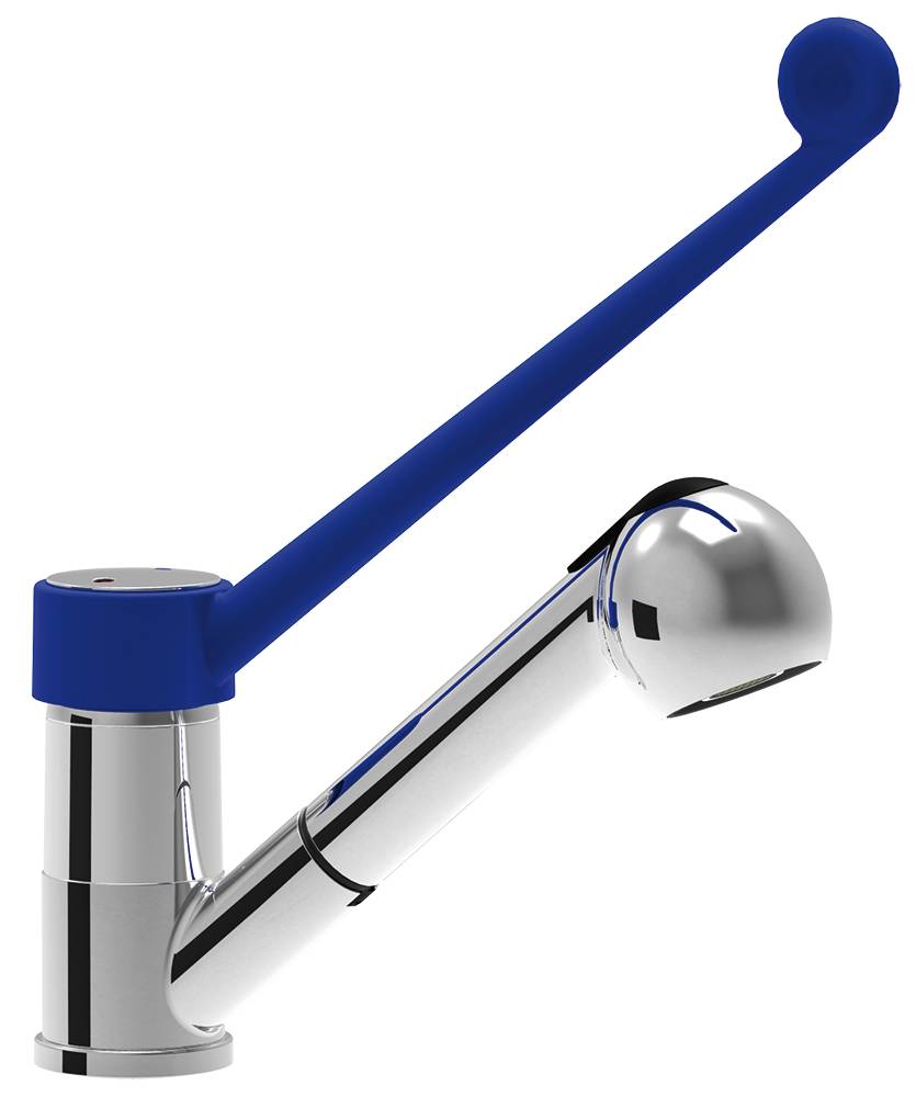 Mixer tap with elbow control and pull-out tap - INOX RVS FOR FOOD INDUSTRY