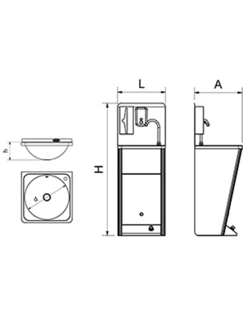 Standard hand wash basin with dispensers - INOX RVS FOR FOOD INDUSTRY