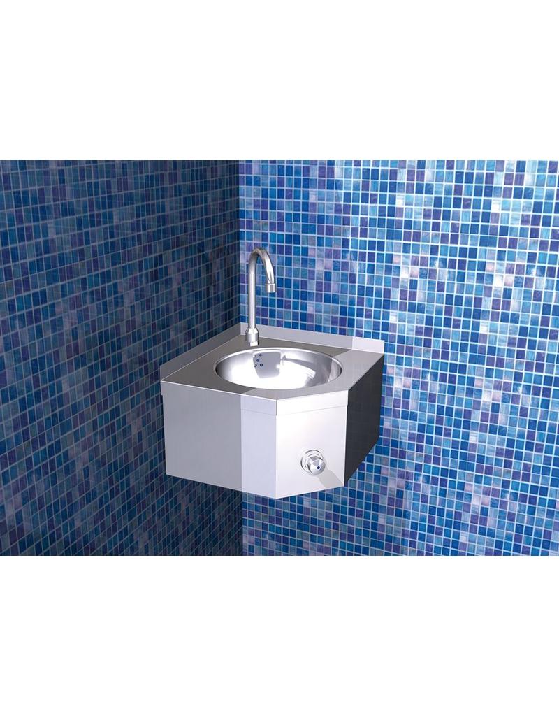 Hand wash basin: XSmall - corner model - INOX RVS FOR FOOD INDUSTRY