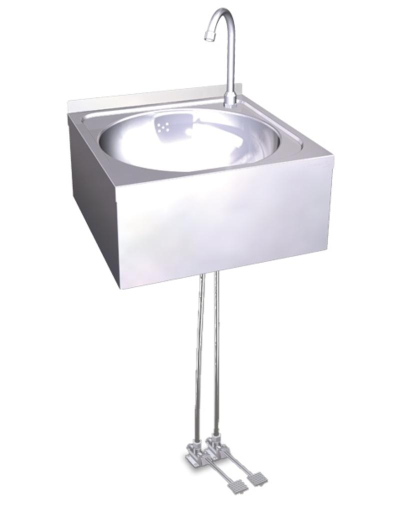 Wasbak met twee pedalen - INOX-RVS.COM