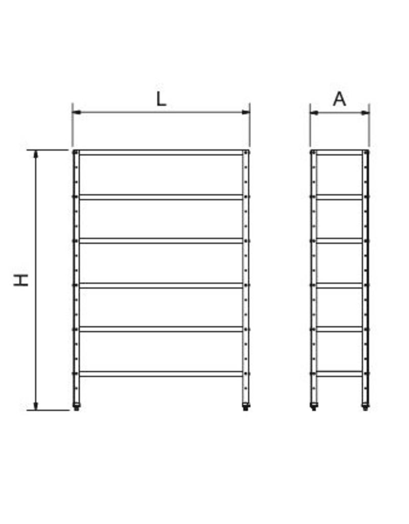Complete modular rack with 0.8 mm shelves - INOX RVS FOR FOOD INDUSTRY